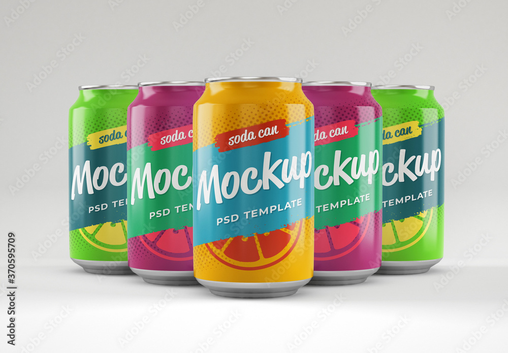 Glossy Soda Cans Mockup Stock Template | Adobe Stock