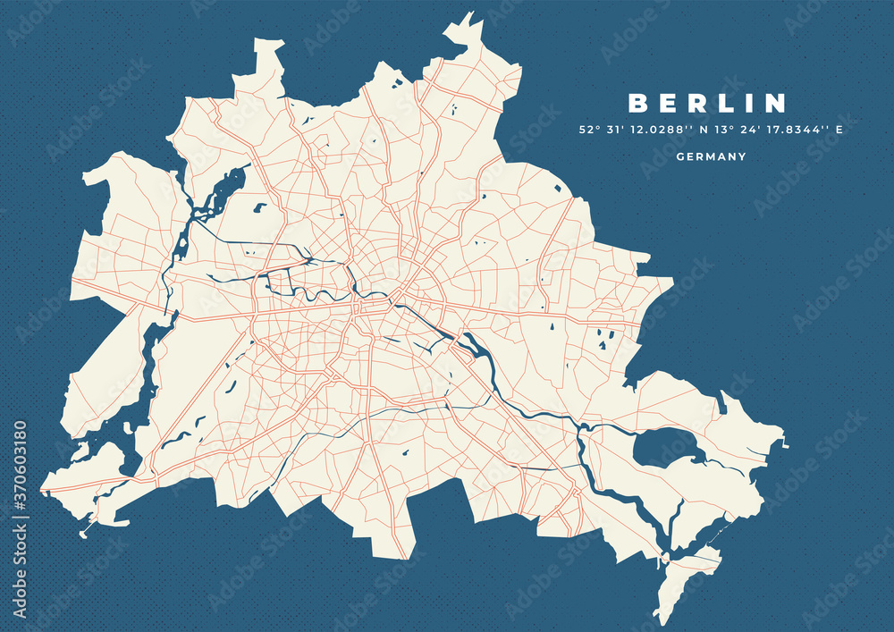 Berlin map vector poster flyer Stock Vector | Adobe Stock