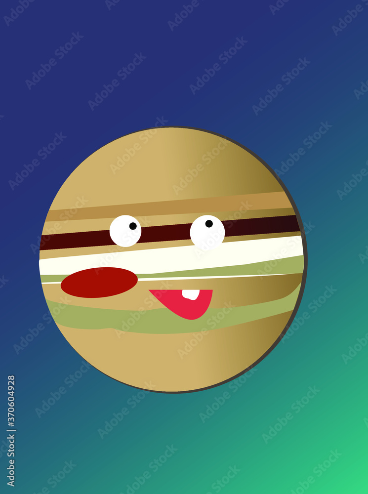 Cartoon Jupiter on a gradient background Stock Vector | Adobe Stock