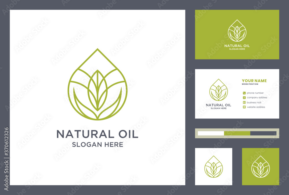 natural oil logo design with business card premium vector. Stock Vector ...