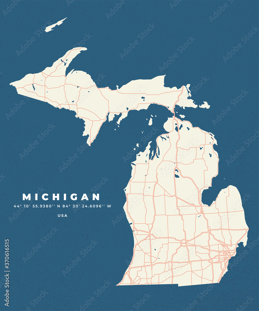 Geographical map of michigan