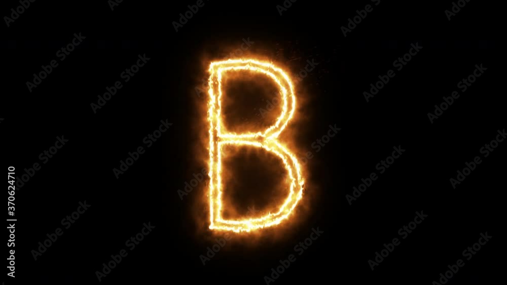 The letter "B" of burning flame. Flaming burn font or bonfire alphabet ...