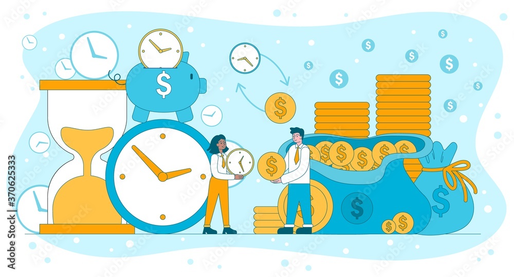 Time Is Money viability and efficiency concept with two business ...