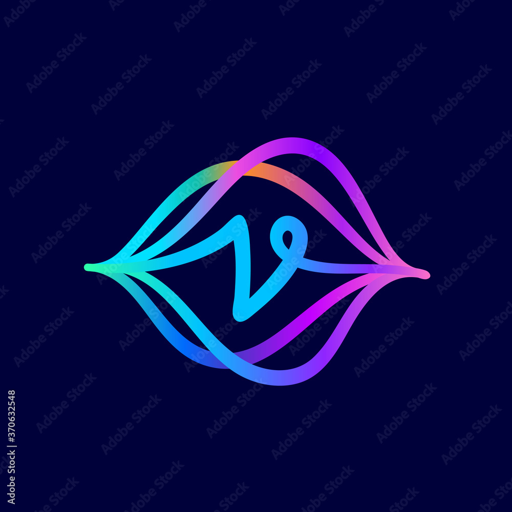 V letter logo with sound wave flow. Stock Vector | Adobe Stock