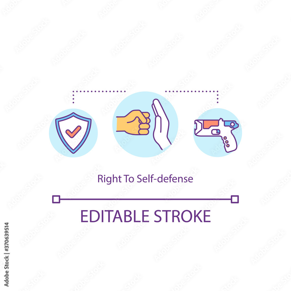 Right to self defense concept icon. Self defending idea thin line ...