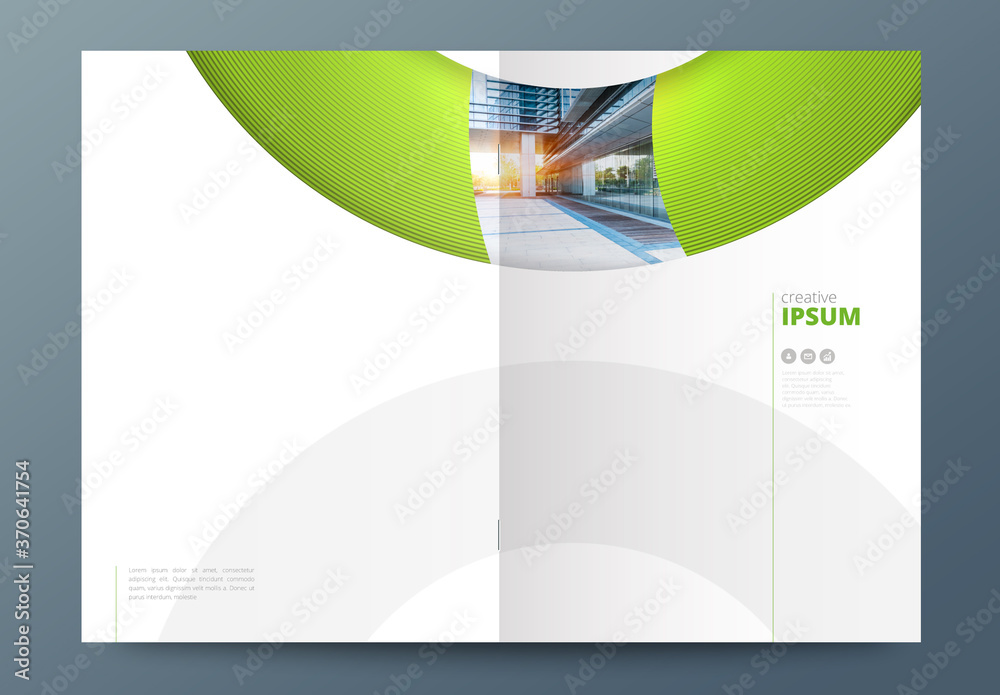 Business Report Cover Layouts with Green Modern Circles Stock Template ...