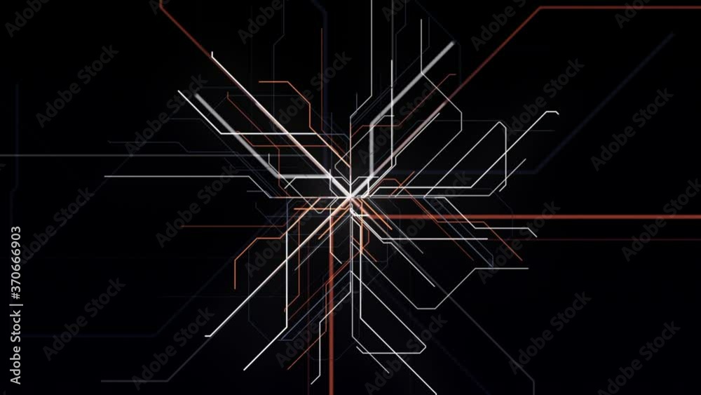Abstract colored tangled narrow lines on black background. Animation ...