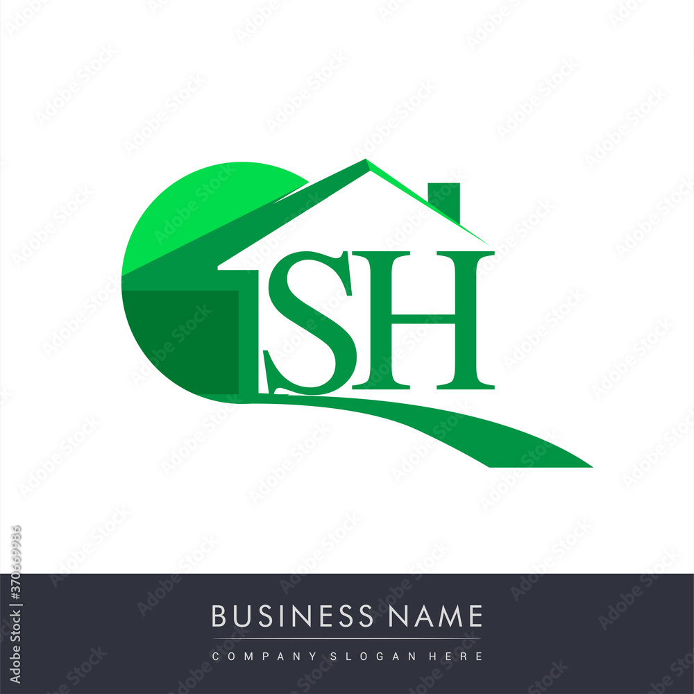 initial logo SH with house icon, business logo and property developer ...