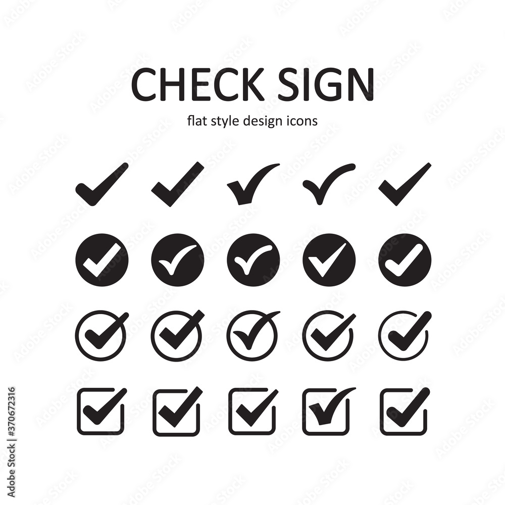 Check signs. Checklist marks icon set. Vector graphic illustration ...