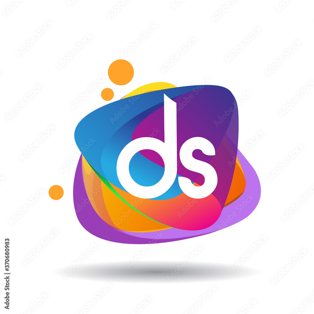 Letter DS logo with colorful splash background, letter combination logo ...