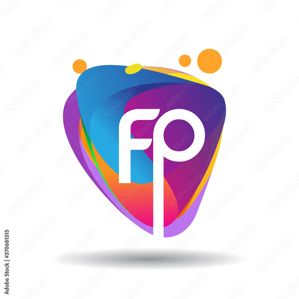Letter FP logo with colorful splash background, letter combination logo ...