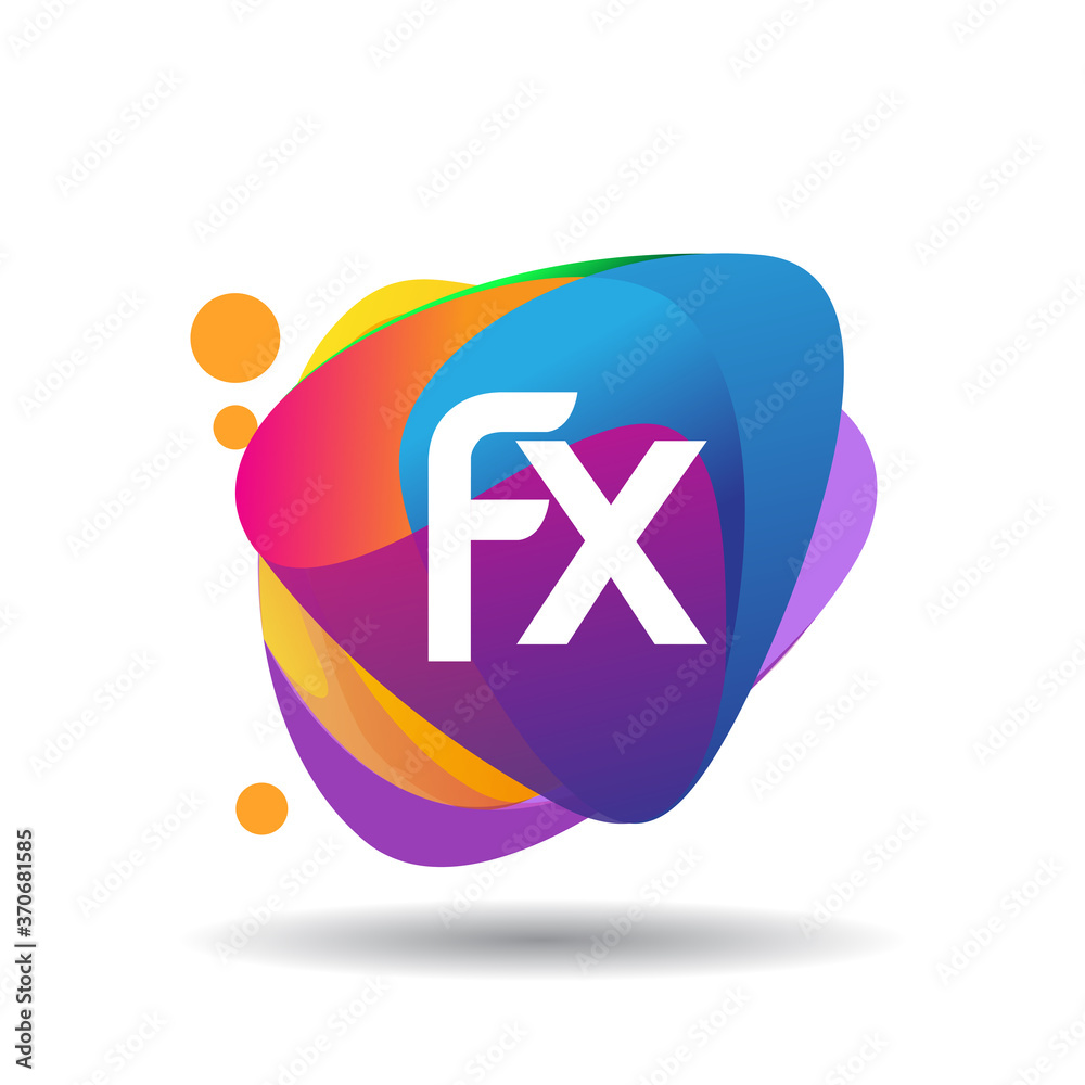 Letter FX logo with colorful splash background, letter combination logo ...