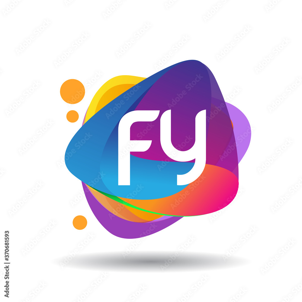 Letter FY logo with colorful splash background, letter combination logo ...