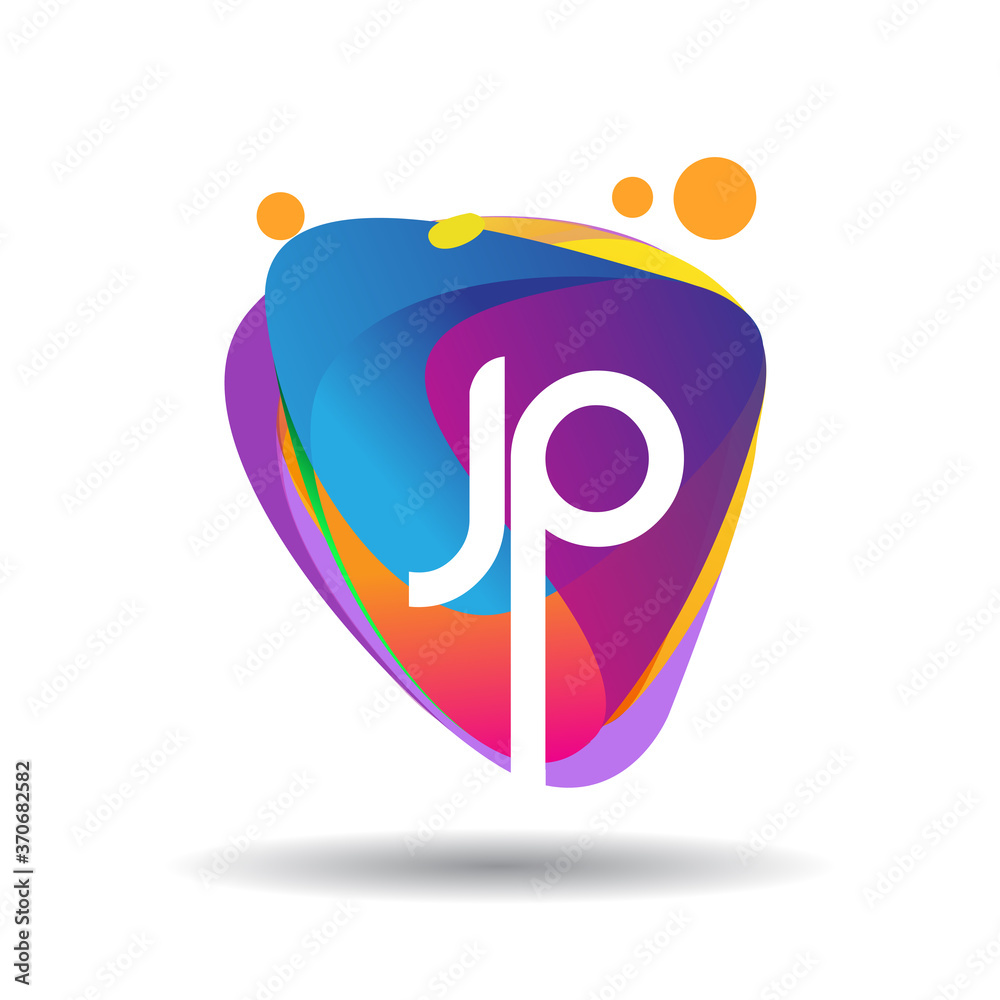 Letter JP logo with colorful splash background, letter combination logo ...