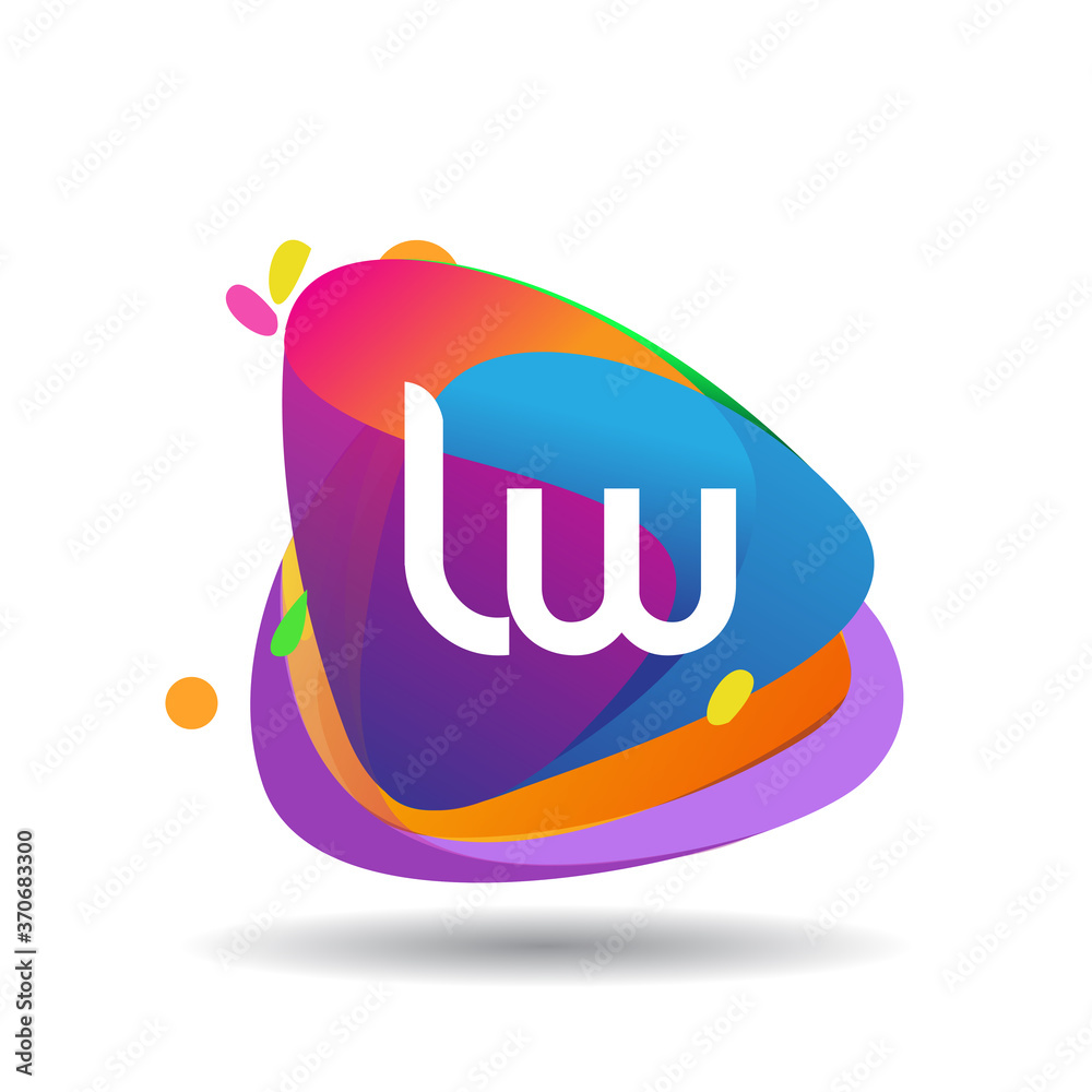 Letter LW logo with colorful splash background, letter combination logo ...