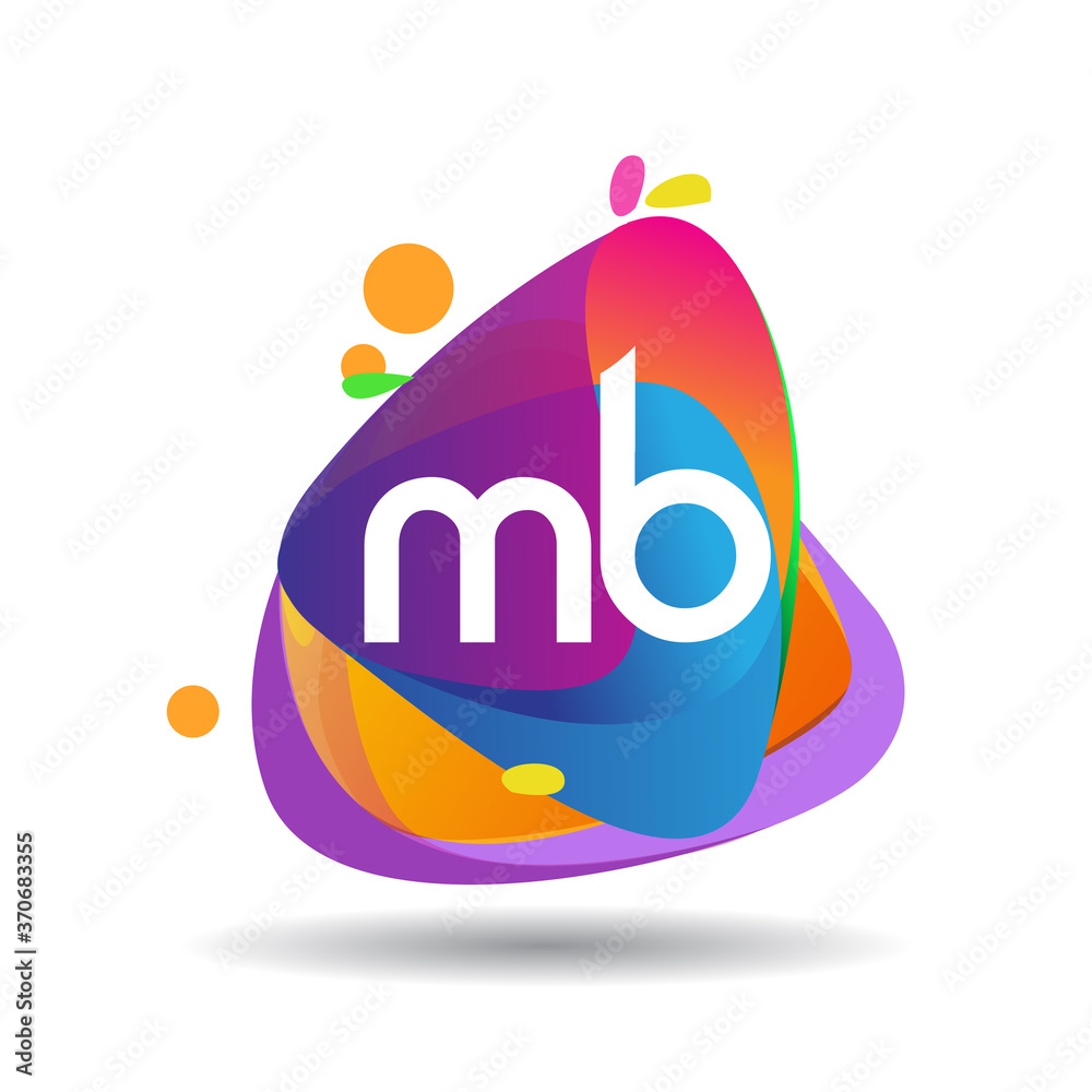 Letter MB logo with colorful splash background, letter combination logo ...