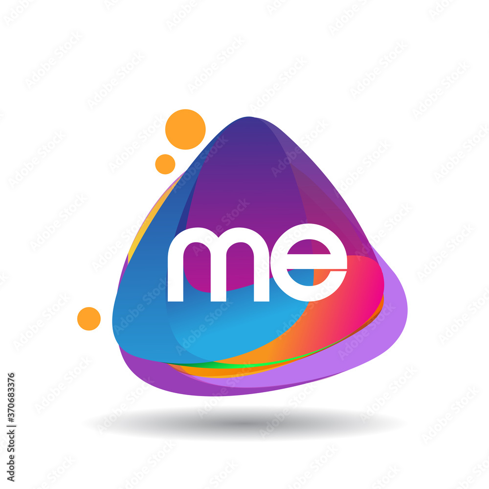 Letter ME logo with colorful splash background, letter combination logo ...