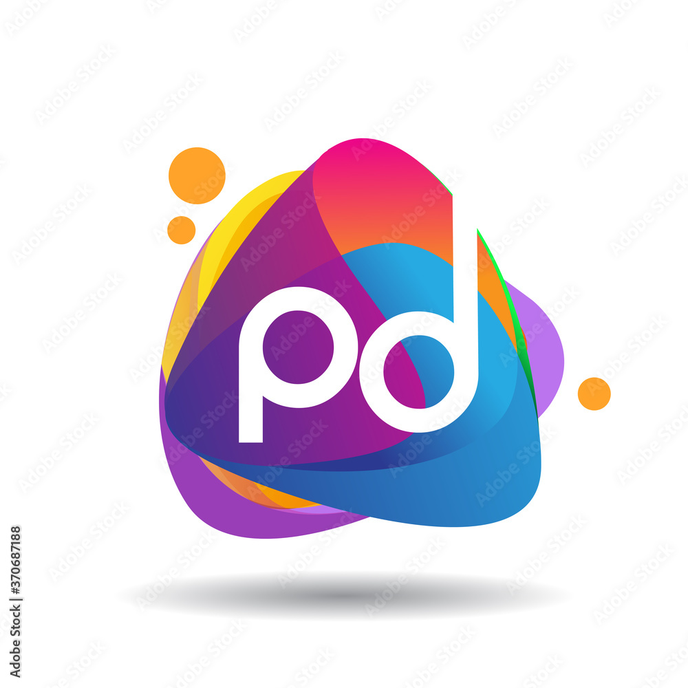 Letter PD logo with colorful splash background, letter combination logo ...