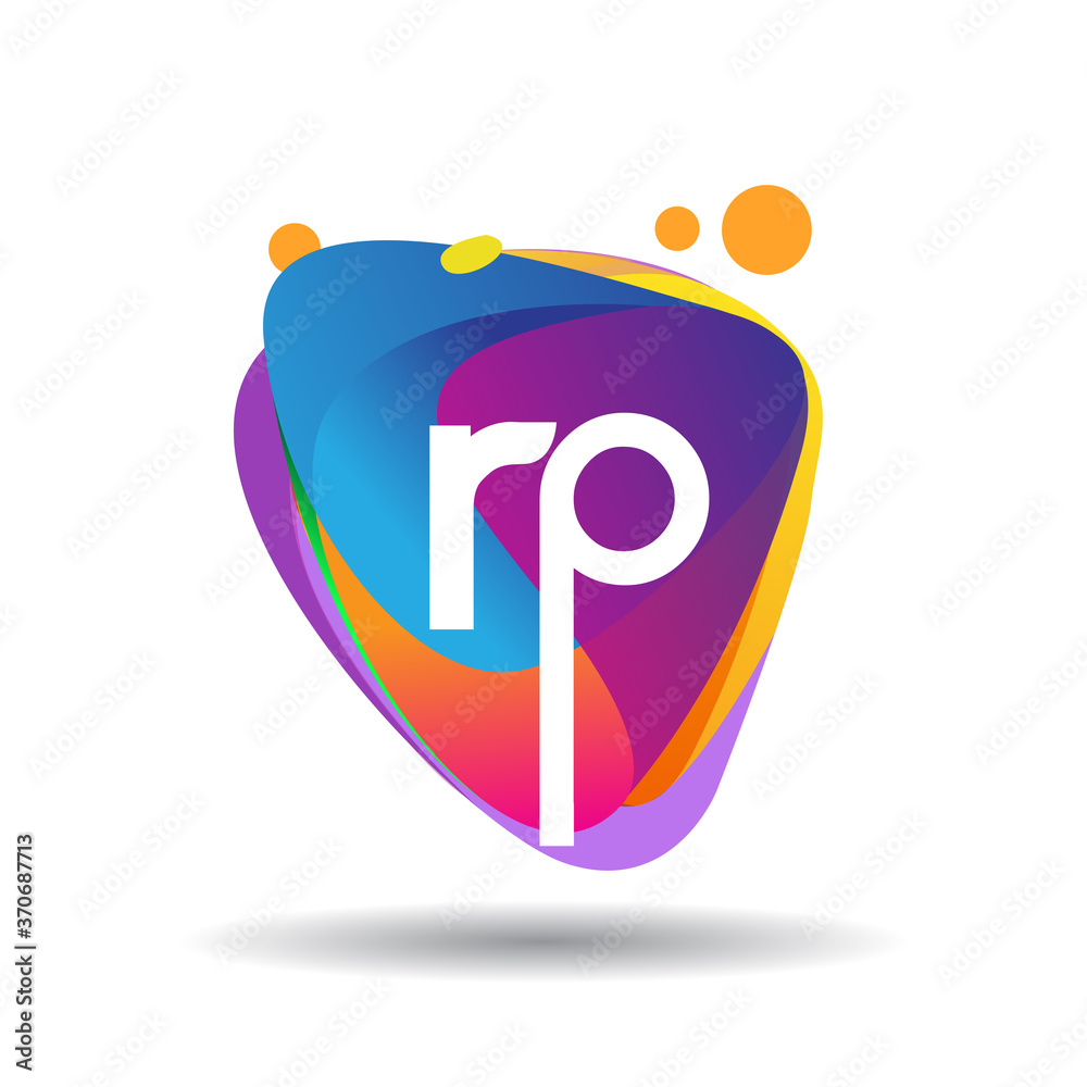 Letter RP logo with colorful splash background, letter combination logo ...