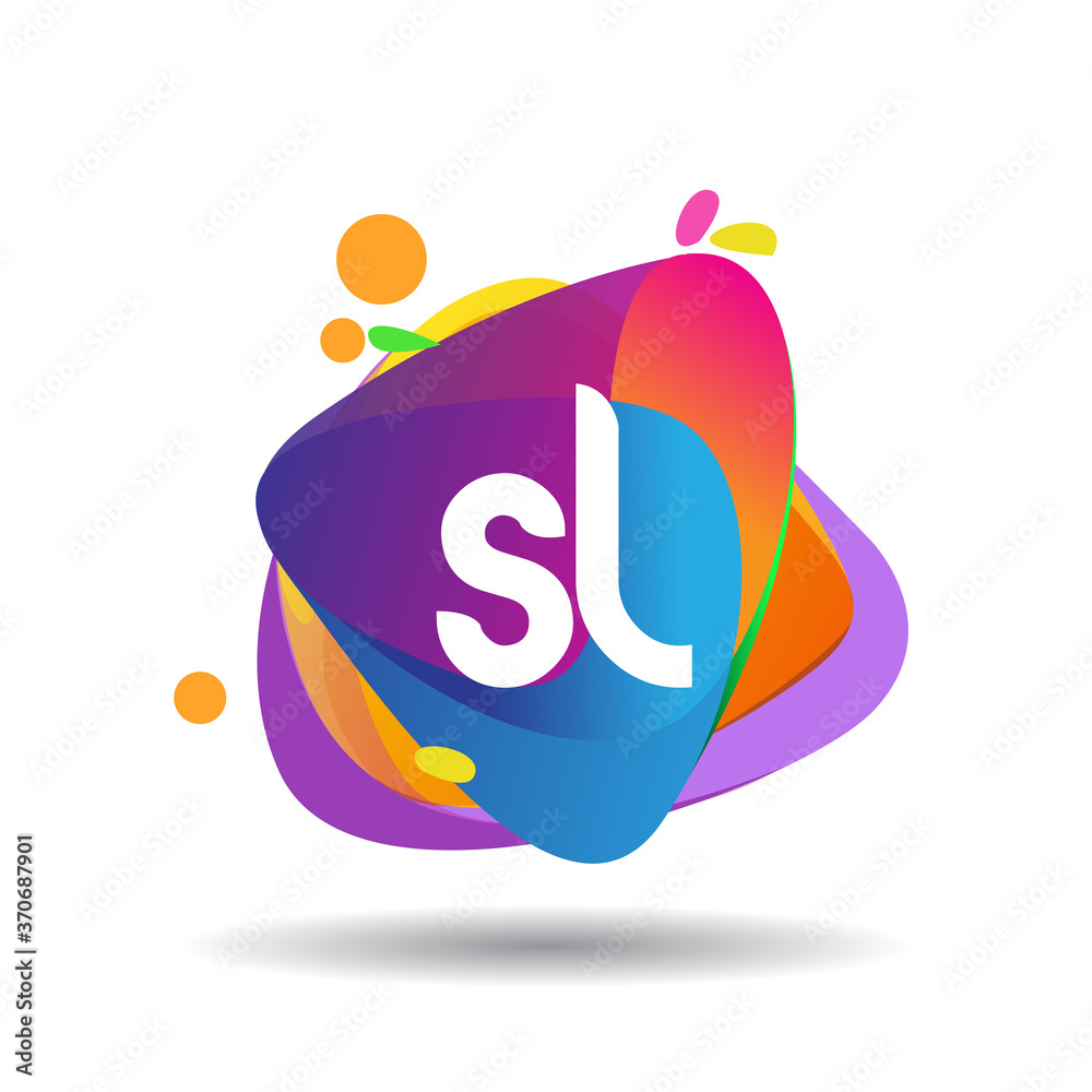 Letter SL logo with colorful splash background, letter combination logo ...