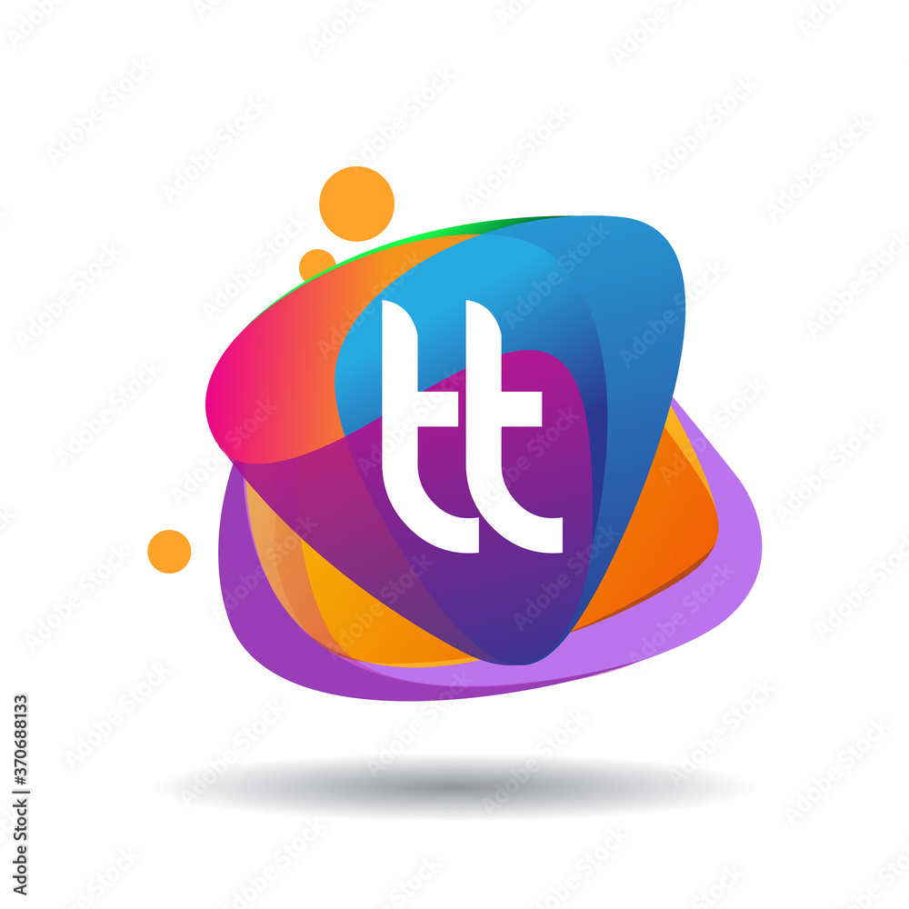 Letter TT logo with colorful splash background, letter combination logo ...