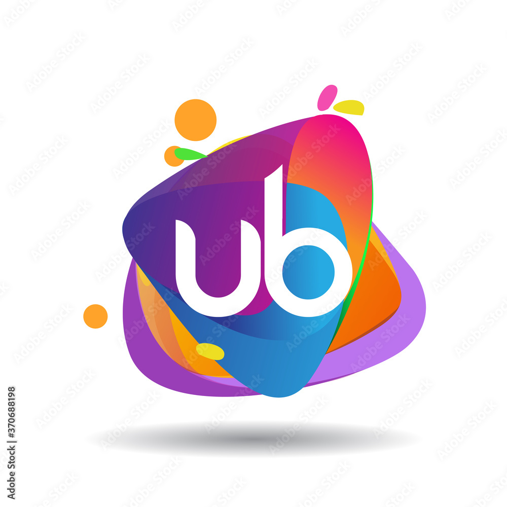 Letter UB logo with colorful splash background, letter combination logo ...