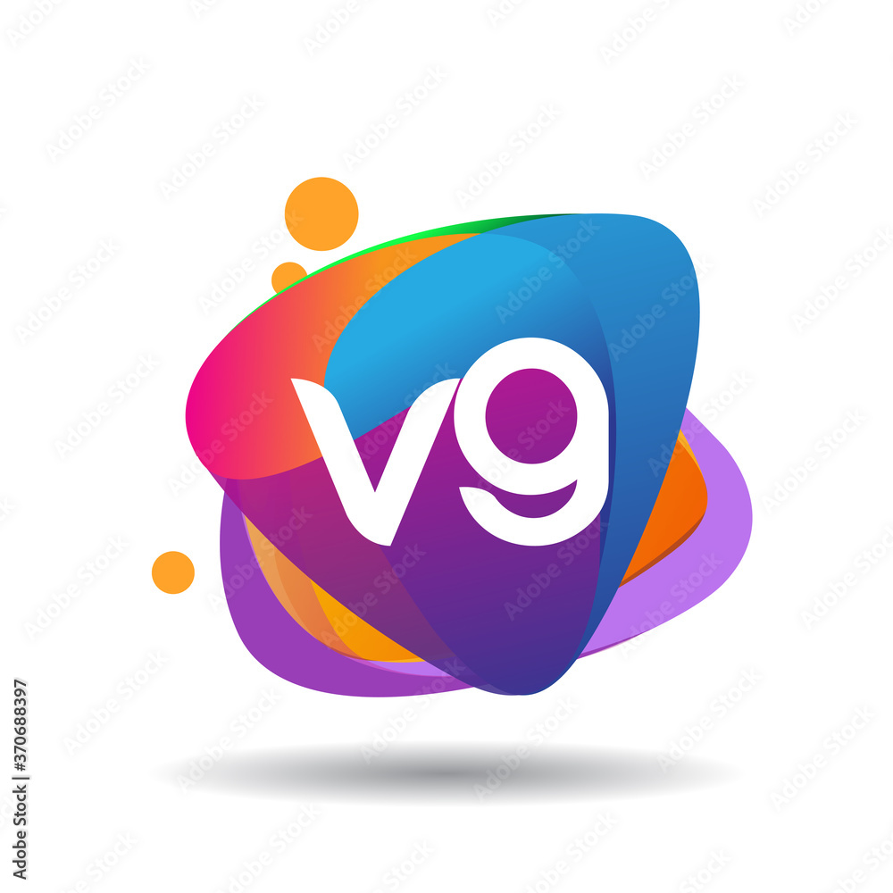 Letter VG logo with colorful splash background, letter combination logo ...