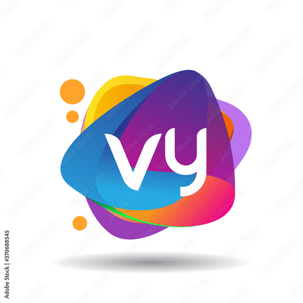 Letter VY logo with colorful splash background, letter combination logo ...