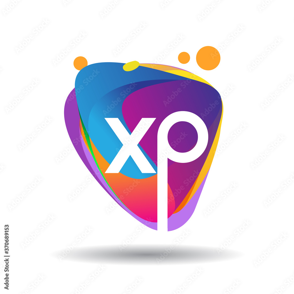 Letter XP logo with colorful splash background, letter combination logo ...