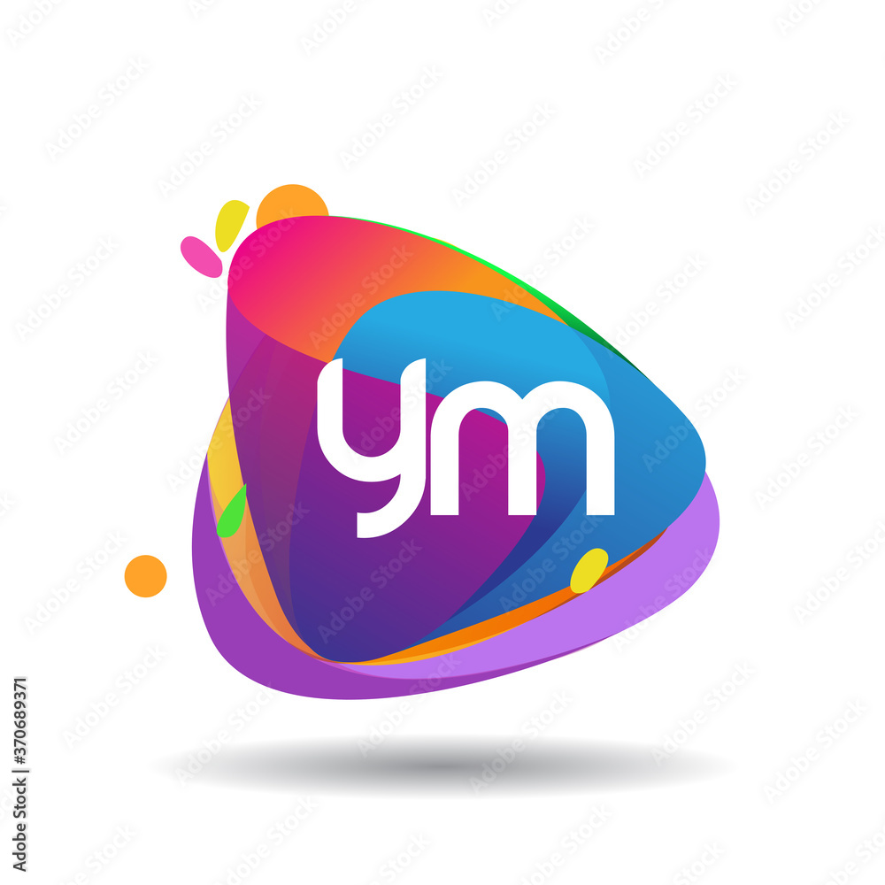 Letter YM logo with colorful splash background, letter combination logo ...