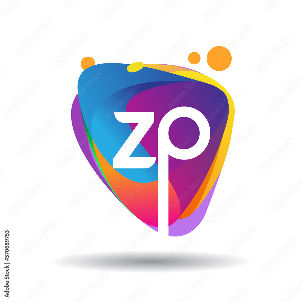 Letter ZP logo with colorful splash background, letter combination logo ...