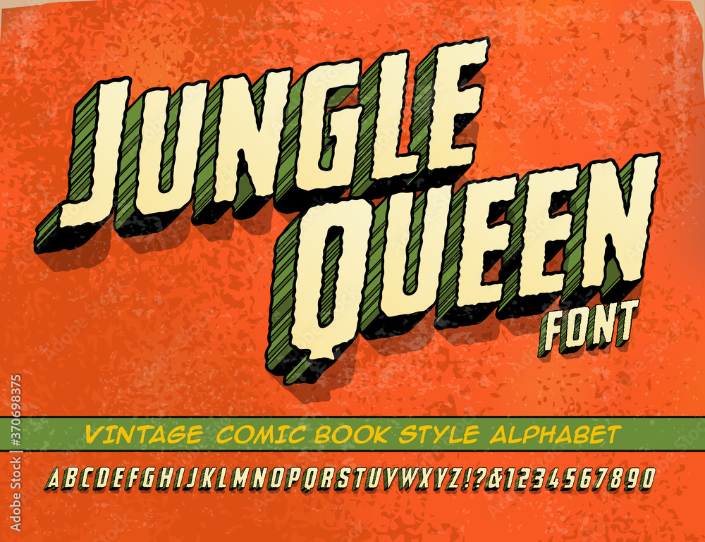 Jungle Queen Font; This Lettering Alphabet is in the Style of Retro ...