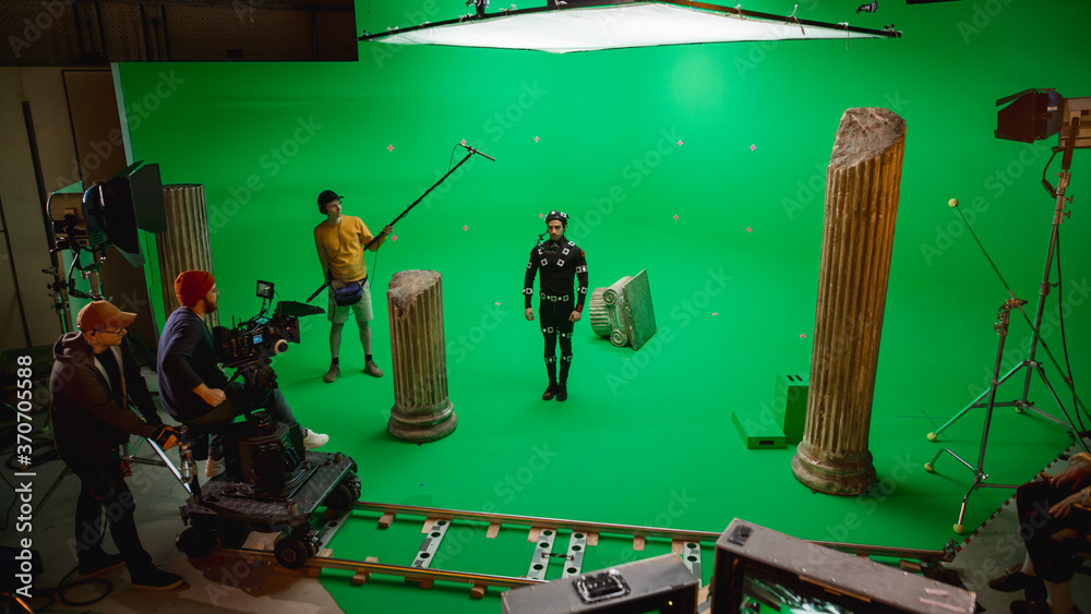 In The Big Film Studio Professional Crew Shooting Blockbuster Movie