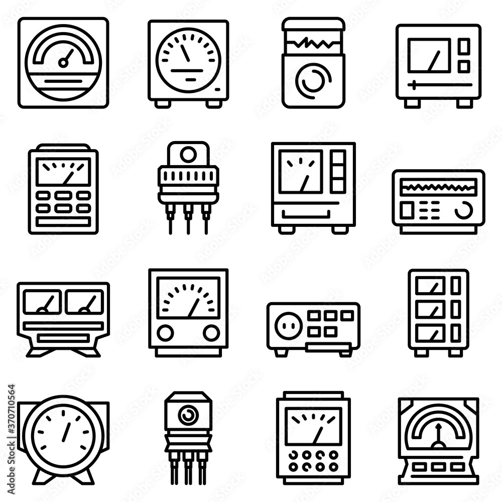 Voltage regulator icons set. Outline set of voltage regulator vector ... Voltage regulator icons set. Outline set of voltage regulator vector ...