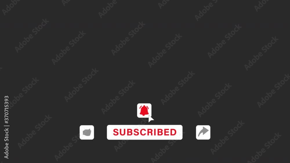 Arrow clicking on subscribe bar, notification bell, sharing and thumbs ...
