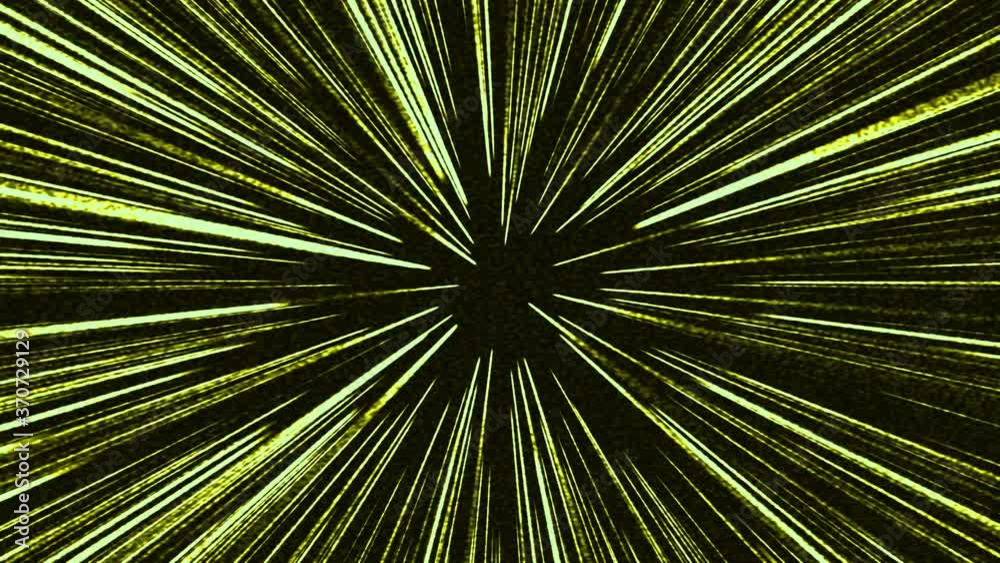 Abstract green yellow light comic anime manga speed lines moving on ...