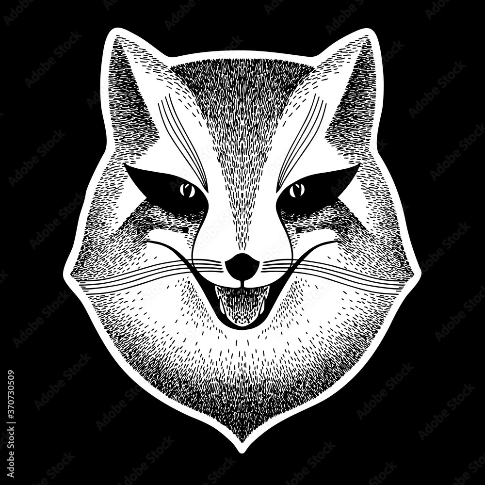 Fox. Stylized portrait of a sly fox on a black background. Sly fox ...