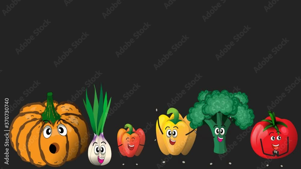 vegetables, vegetables waving, funny vegetables moving, animation of ...