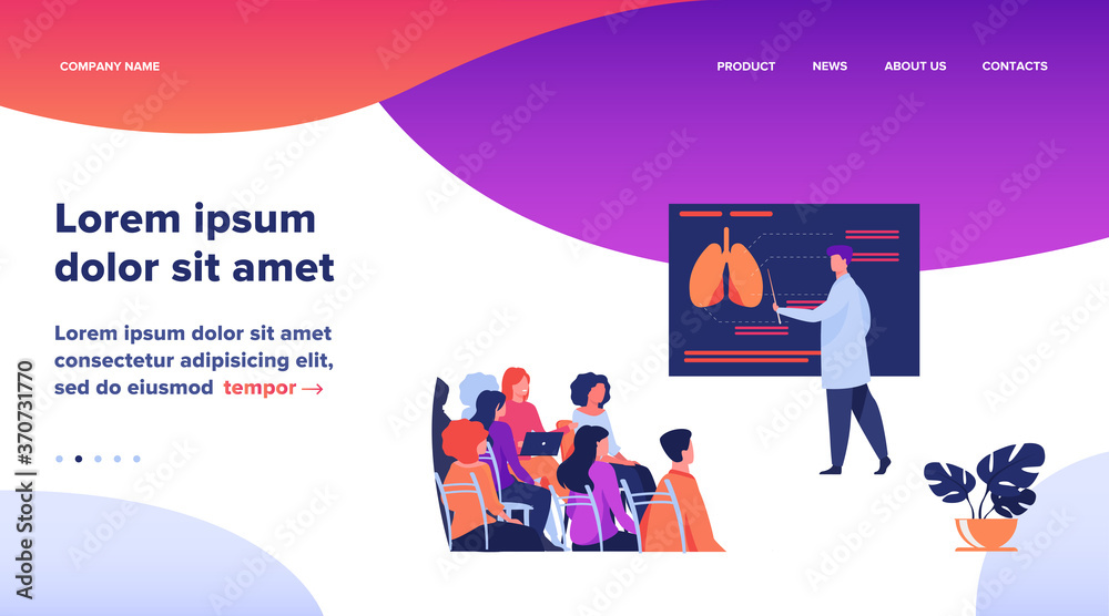 Medical college professor teaching students. Doctor presenting human ...