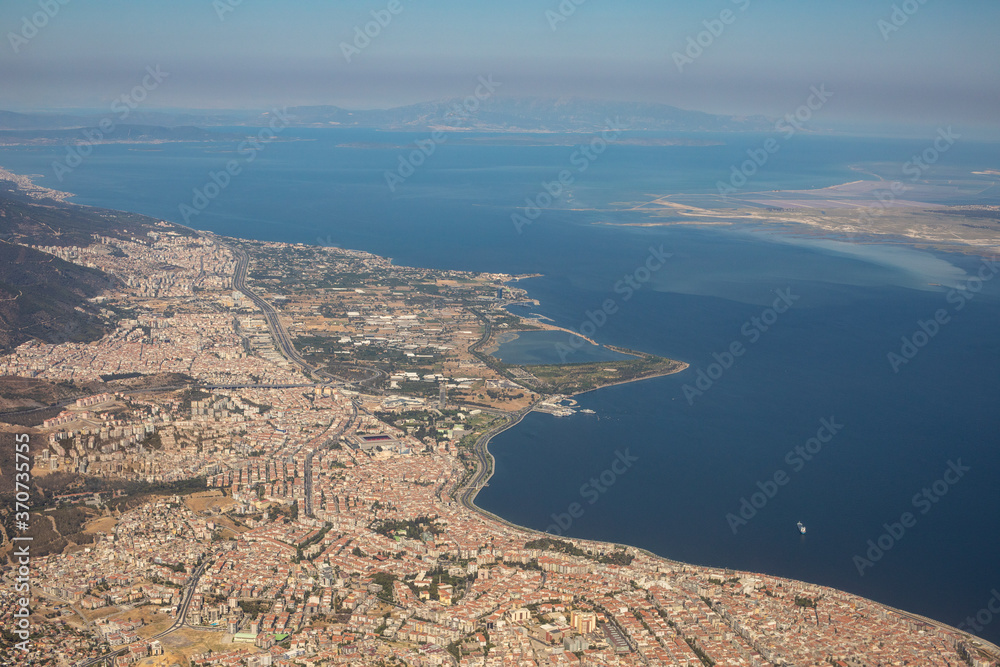 High angle amazing view of Guzelyali, Balcova and Narlidere districts ...