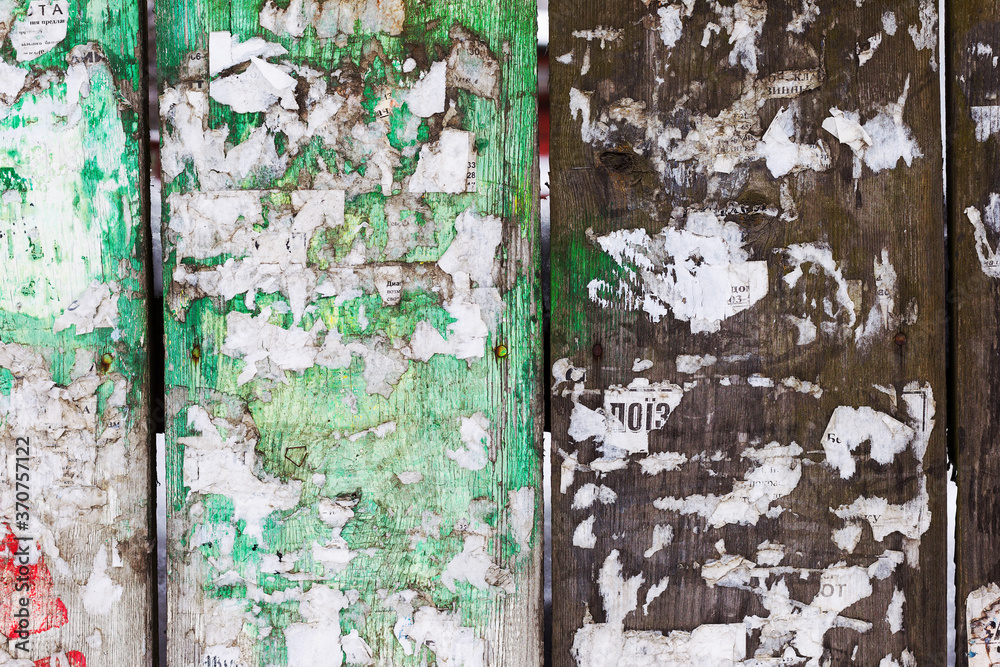 Urban Billboard With Torn Peeled Poster Horizontal Wide Grungy ...