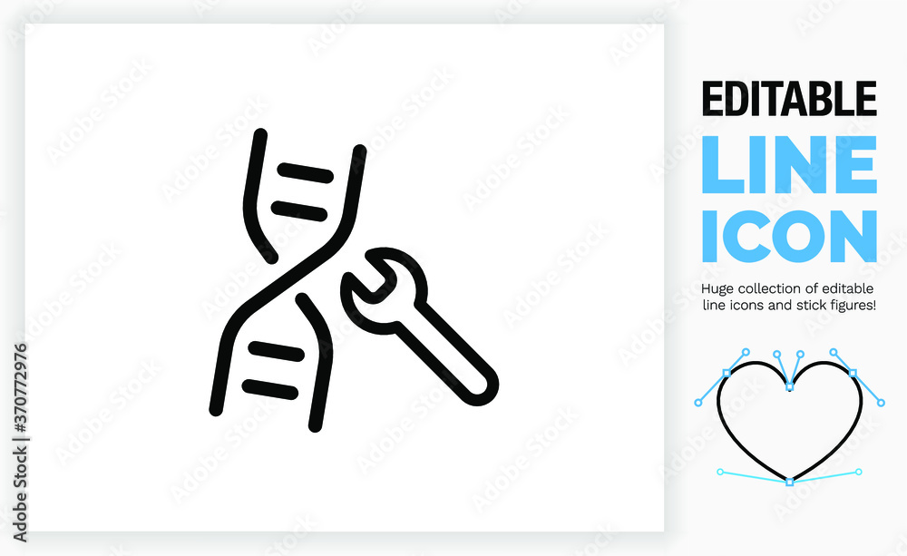 Editable line icon of gene editing or modification, part of a huge set ...