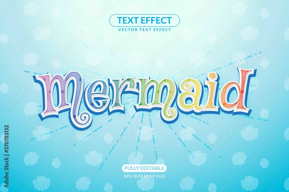 Editable Mermaid Games Text Effect Style Stock Vector | Adobe Stock