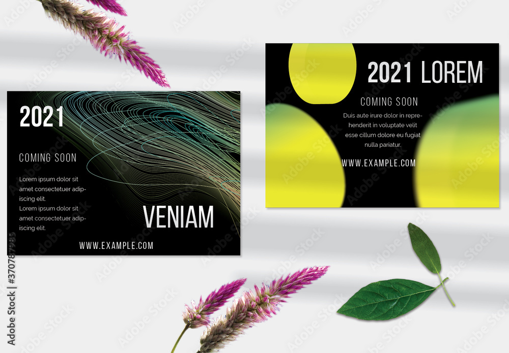 Flyer Layout with Motion Blur and Abstract Glowing Shapes Stock ...