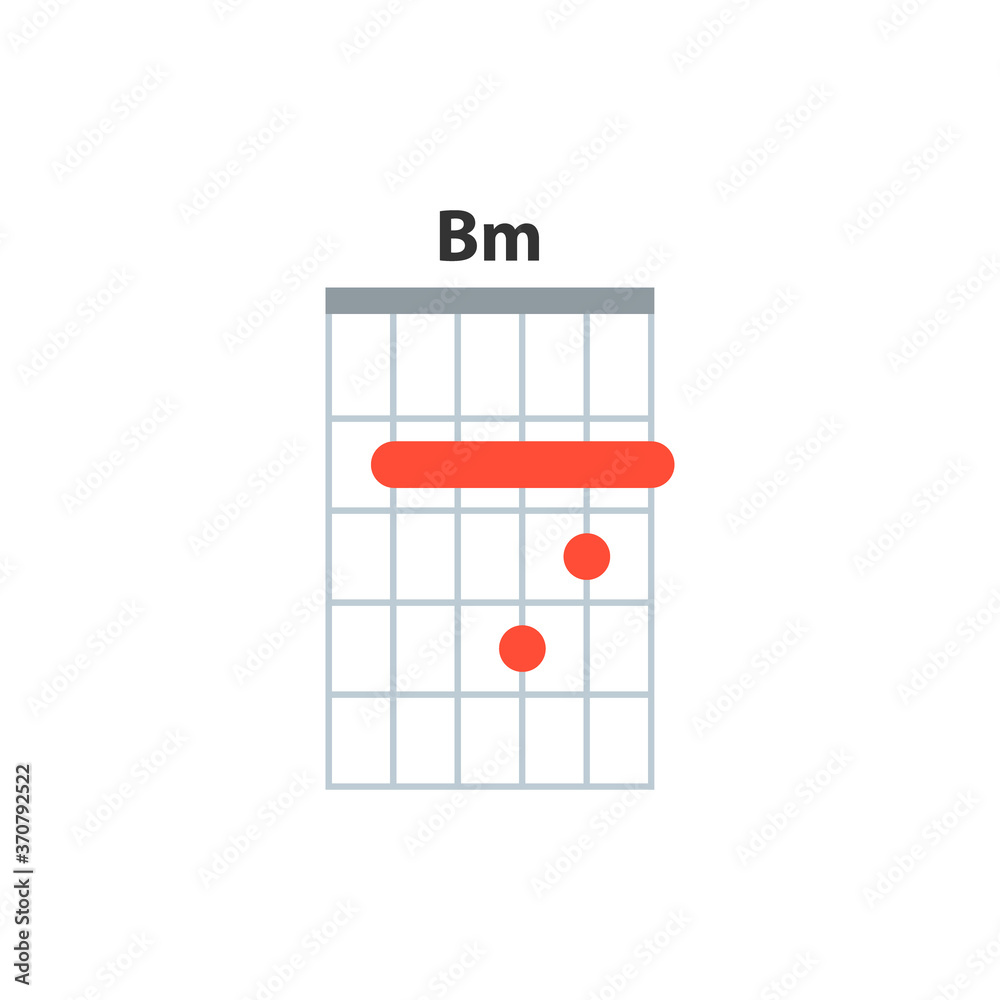 Vetor de Bm guitar chord icon. Basic guitar chords vector isolated on ...