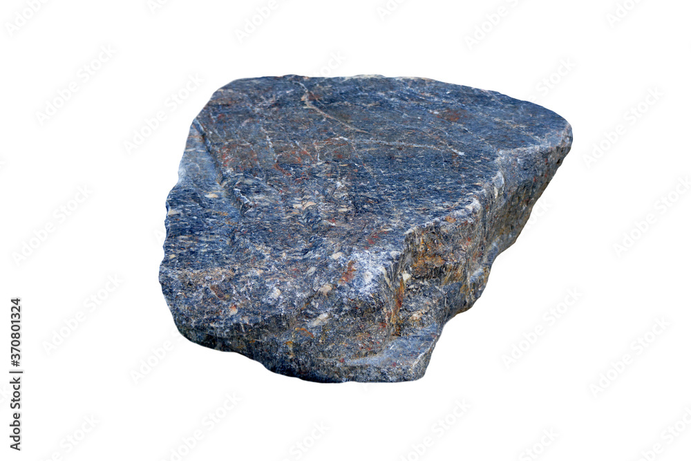 Stone specimen of gneiss and schist rock isolated on a white background ...