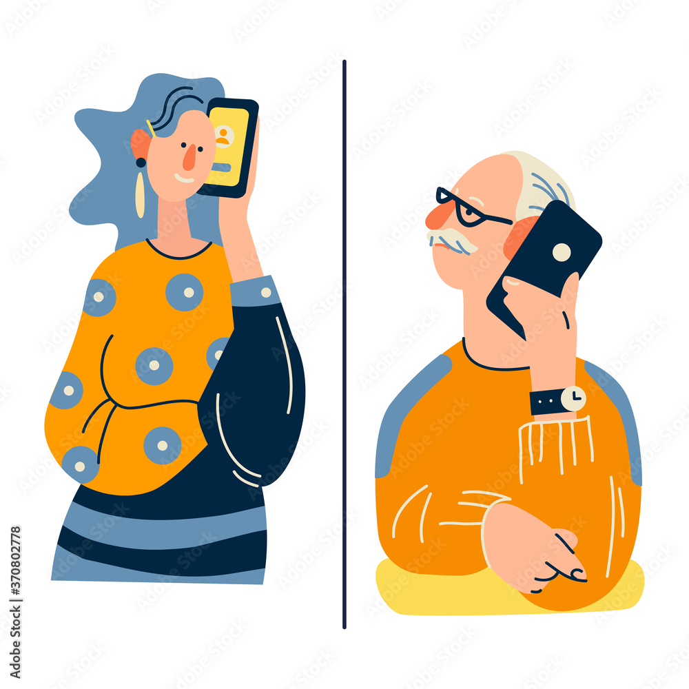 Remote communication concept. Сall to aged parents or elderly ...