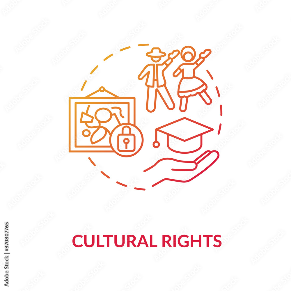 Cultural rights concept icon. Cultural heritage protection idea thin ...