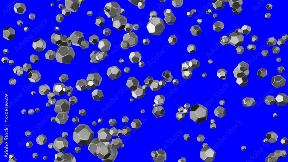 Silver nanoparticles 3d rendering illustration. Isolated on Bluescreen ...