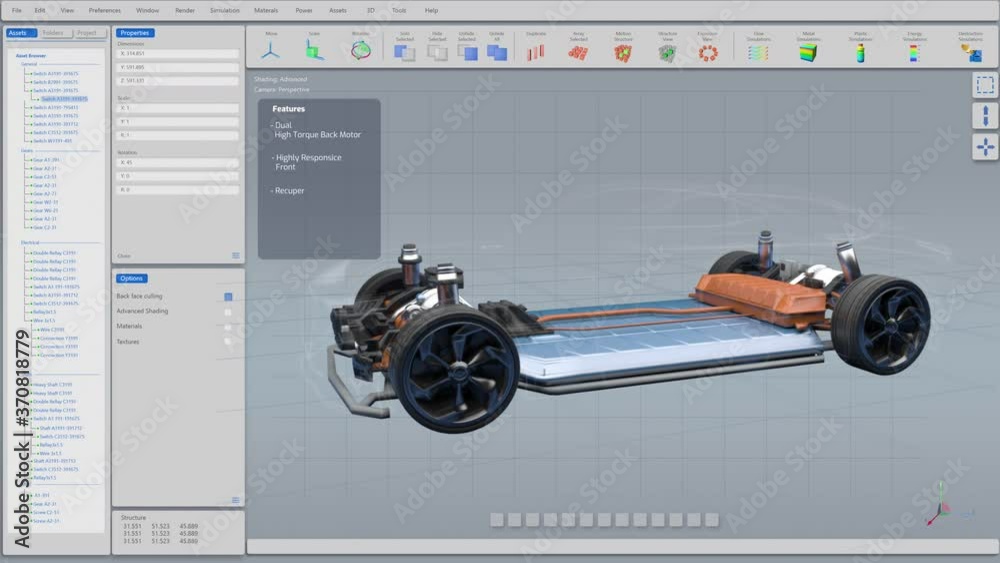 3D Graphics Visualization Shows Electric Car Frame Developing in Real ...